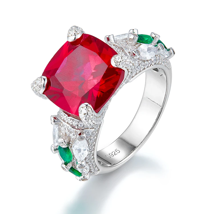 Luxury Bling Cubic Zirconia Ruby Ring 925 Sterling Silver Stone Rings ...