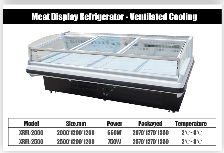 Supermarket Meat Display Chiller Freezer Front Open Door Display Fridge ...