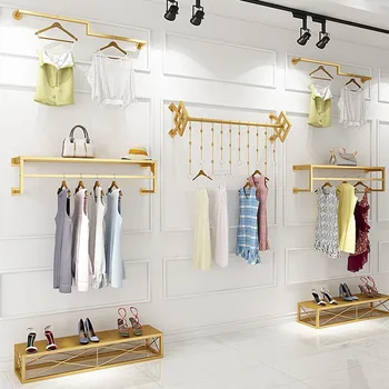 Clothing Store Wall-mounted Display Racks Garment Storage Racks Metal ...