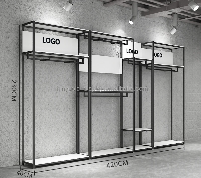 Alibaba.com: Customized logo, black metal clothing display rack for men ...