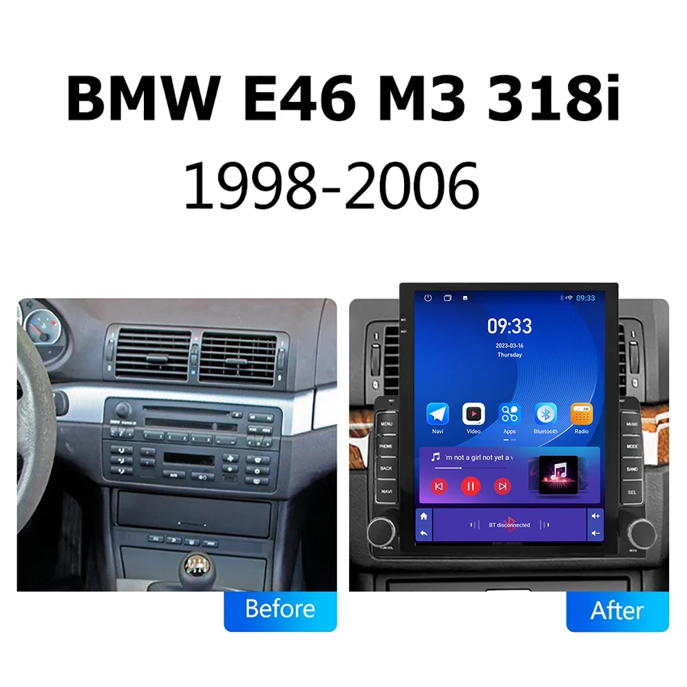 9.7" Vertical Style Tesla Screen Android Car Radio for BMW E46 M3 318i ...