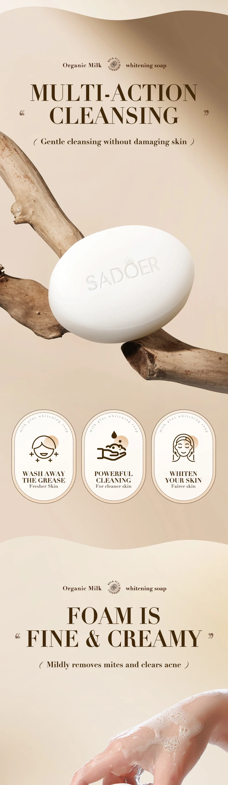 OEM SADOER Private Label Milk Organic Natural Whitening Bath Wash Oil Control Cleansing Skin ...