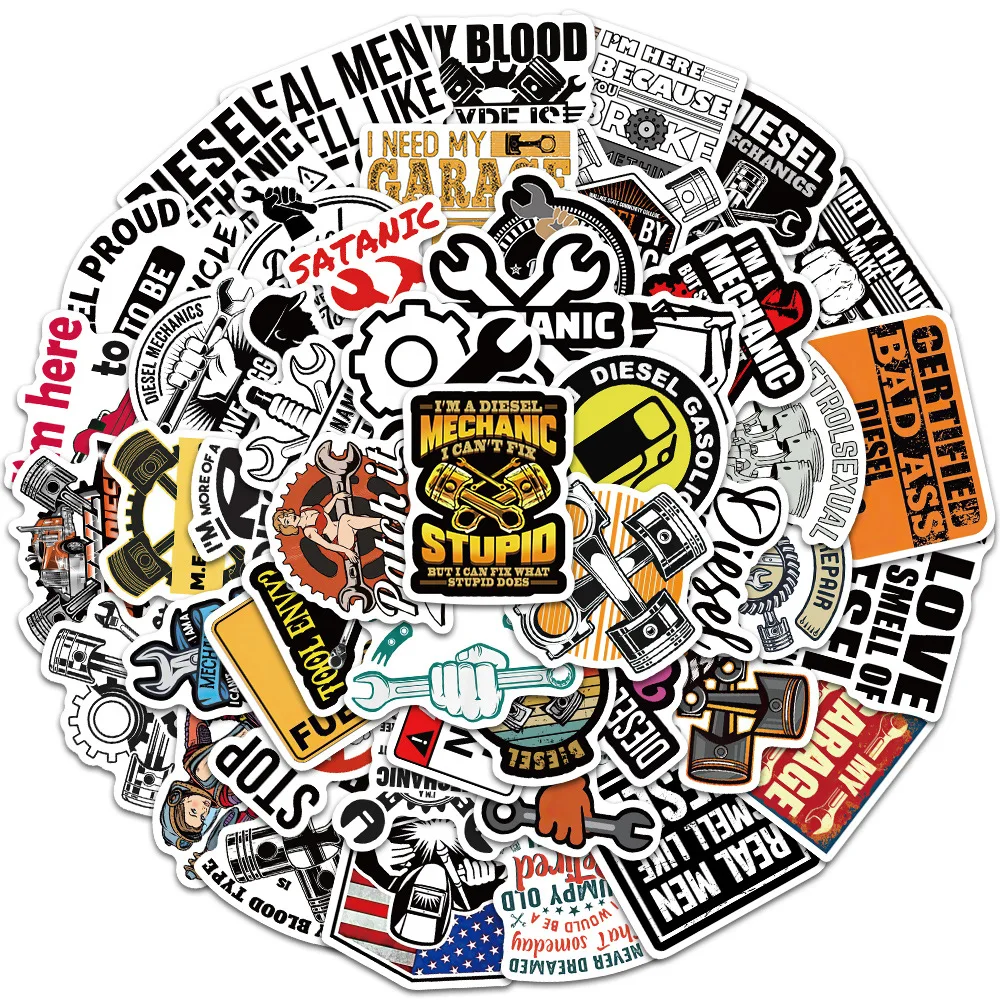 50PCS Cool Mechanic Construction Decals Waterproof Welder Plumber ...