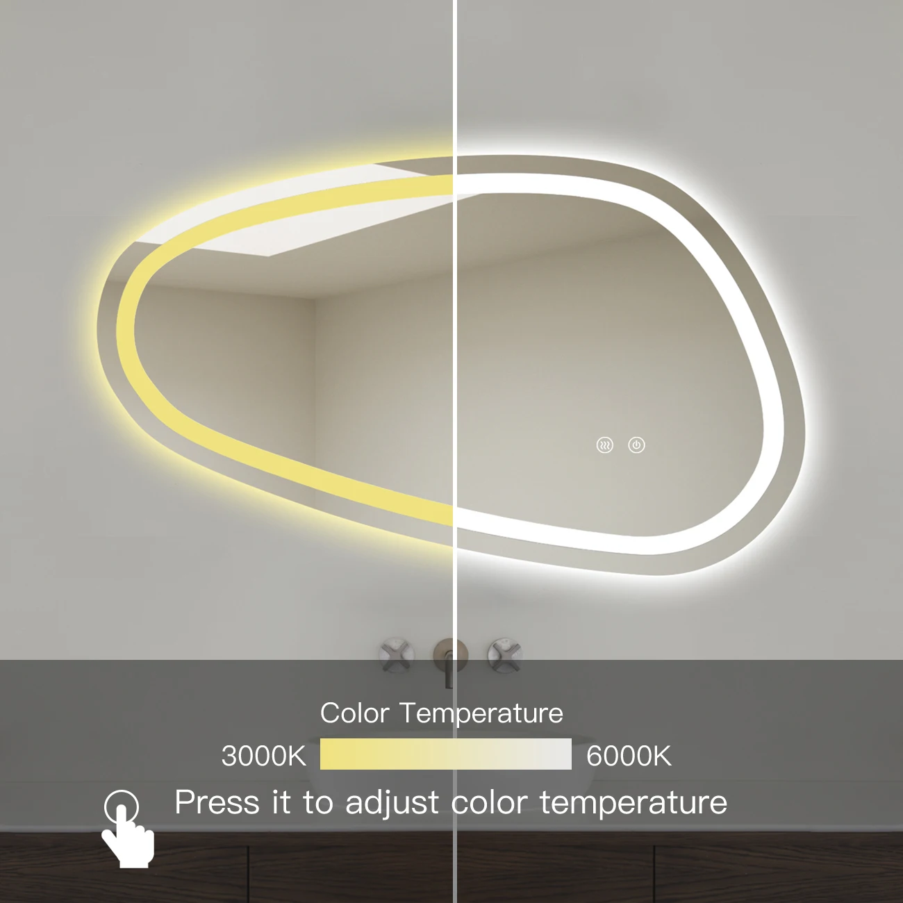 High Quality LED Mirror Mist Eliminator Amplifying Smart Touch Screen ...