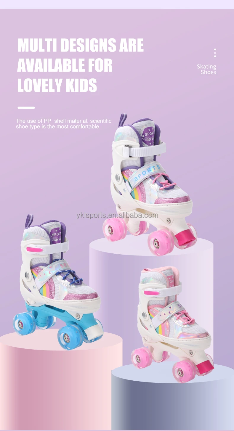 Quad Roller Skate 4 Wheel Quad Roller Skates For Girls Flashing Roller ...