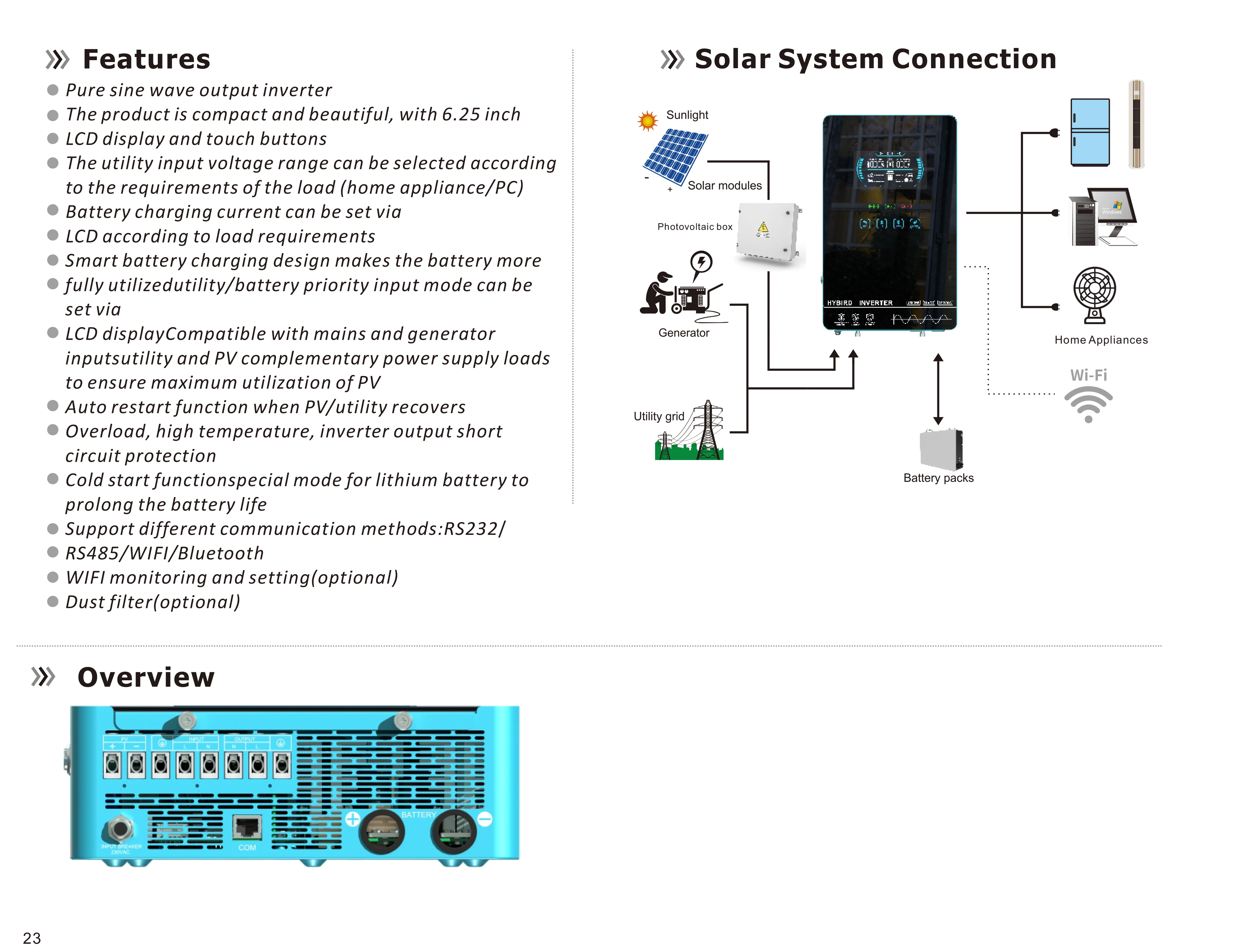 4.5kva 24vdc Off Grid Hybrid Pure Sine Wave Solar Inverter With 6000w ...