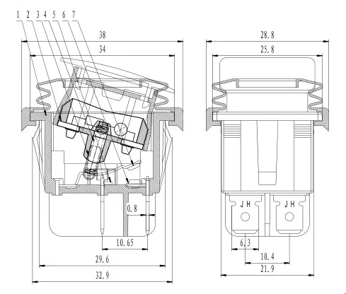 Kcd2 Kcd4 2开-关on-off-0n 4/6引脚重型密封防水汽车船船用摇臂开关，带发光二极管15a 16a 20a 250v ...