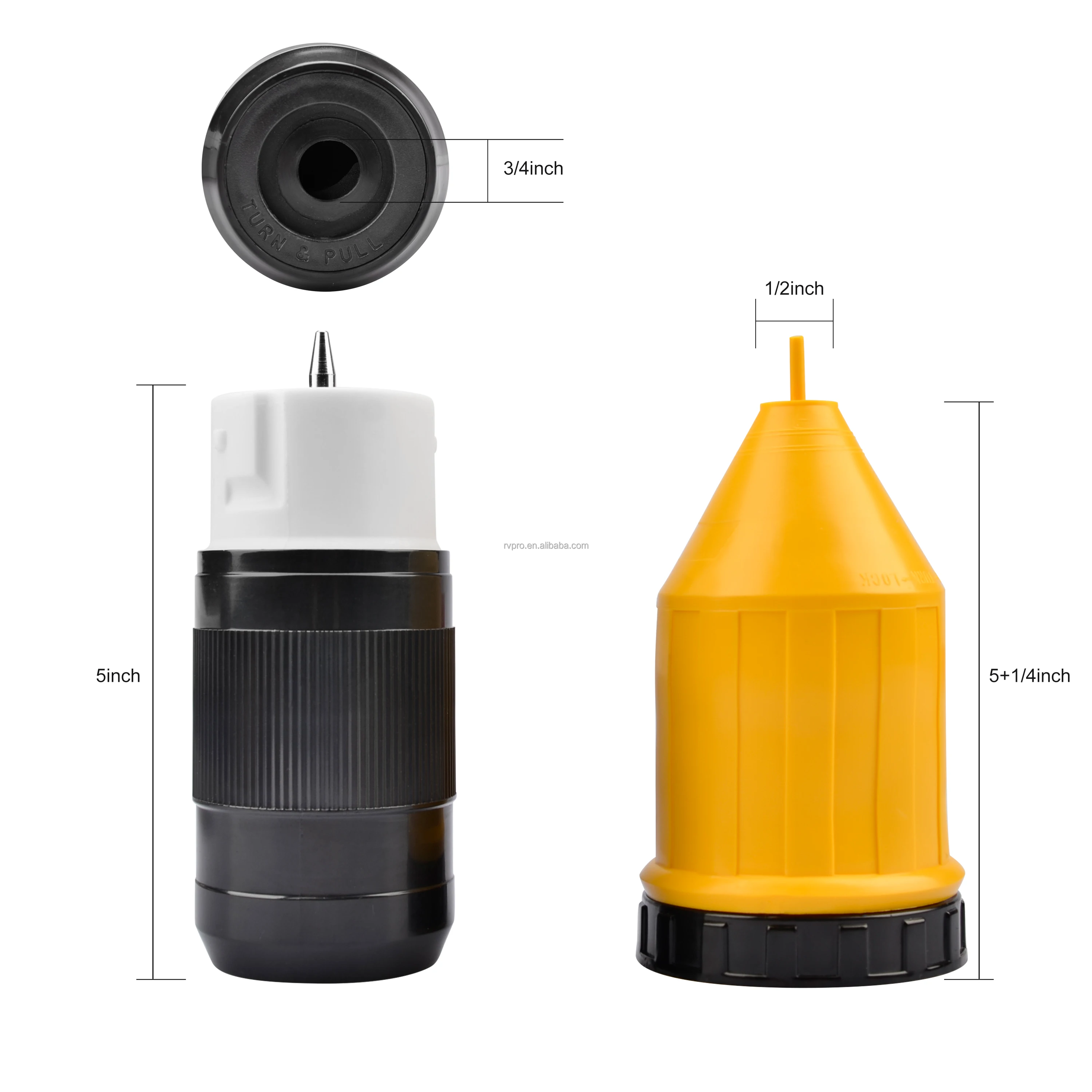 RV Cord Connector Locking Plug W/Cover Ring Power Socket 30Amp 125V for ...