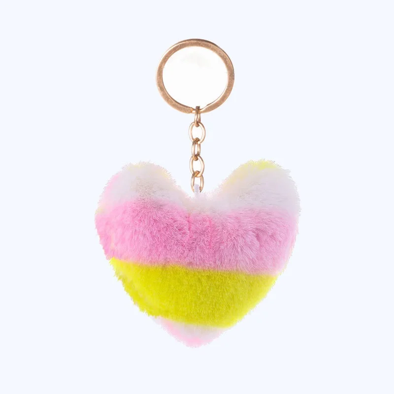 Fluffy Ball Keychain Pom Pom Puff Fur Balls Heart Fur Key Chain - Buy ...