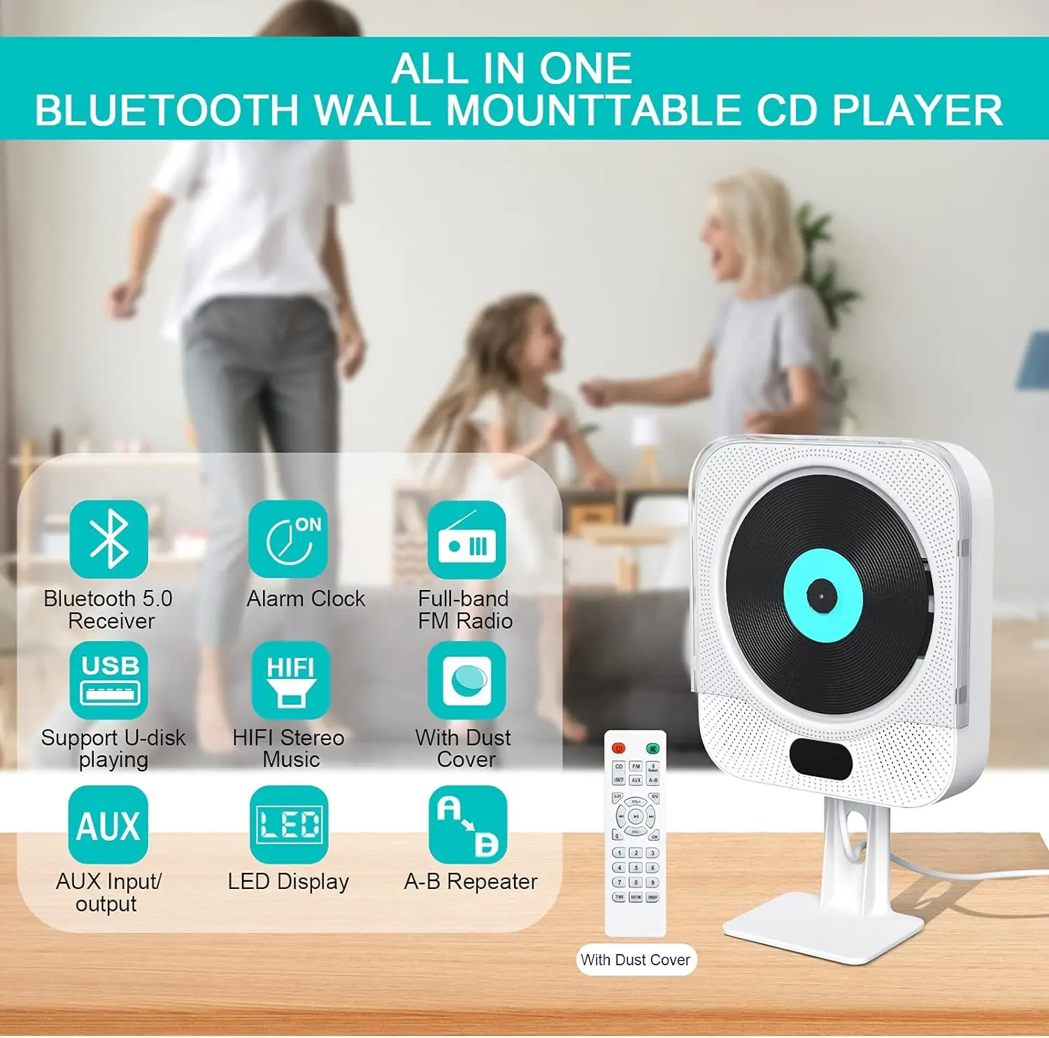 Cd Player With Bluetooth,Wall Mountable Cd Music Player Home Audio ...