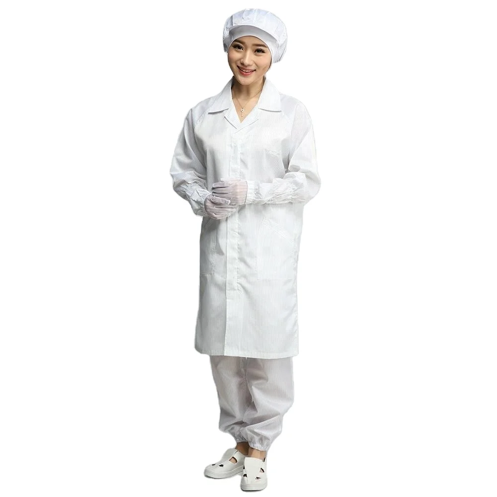5mm 98%polyester +2%carbon Polyester Esd Smock Anti Static Lab Coat Anti Static Dust Proof Smock ...