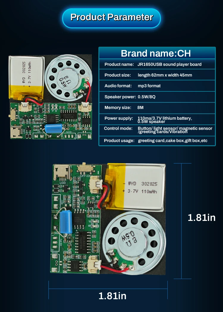 Programmable 8M Rechargeable USB MP3 Sound Music Player