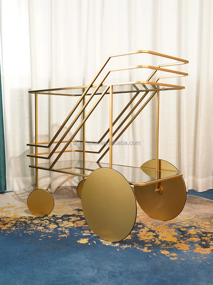 Stylish Mobile Toughened Glass Dining Trolley with Wheels