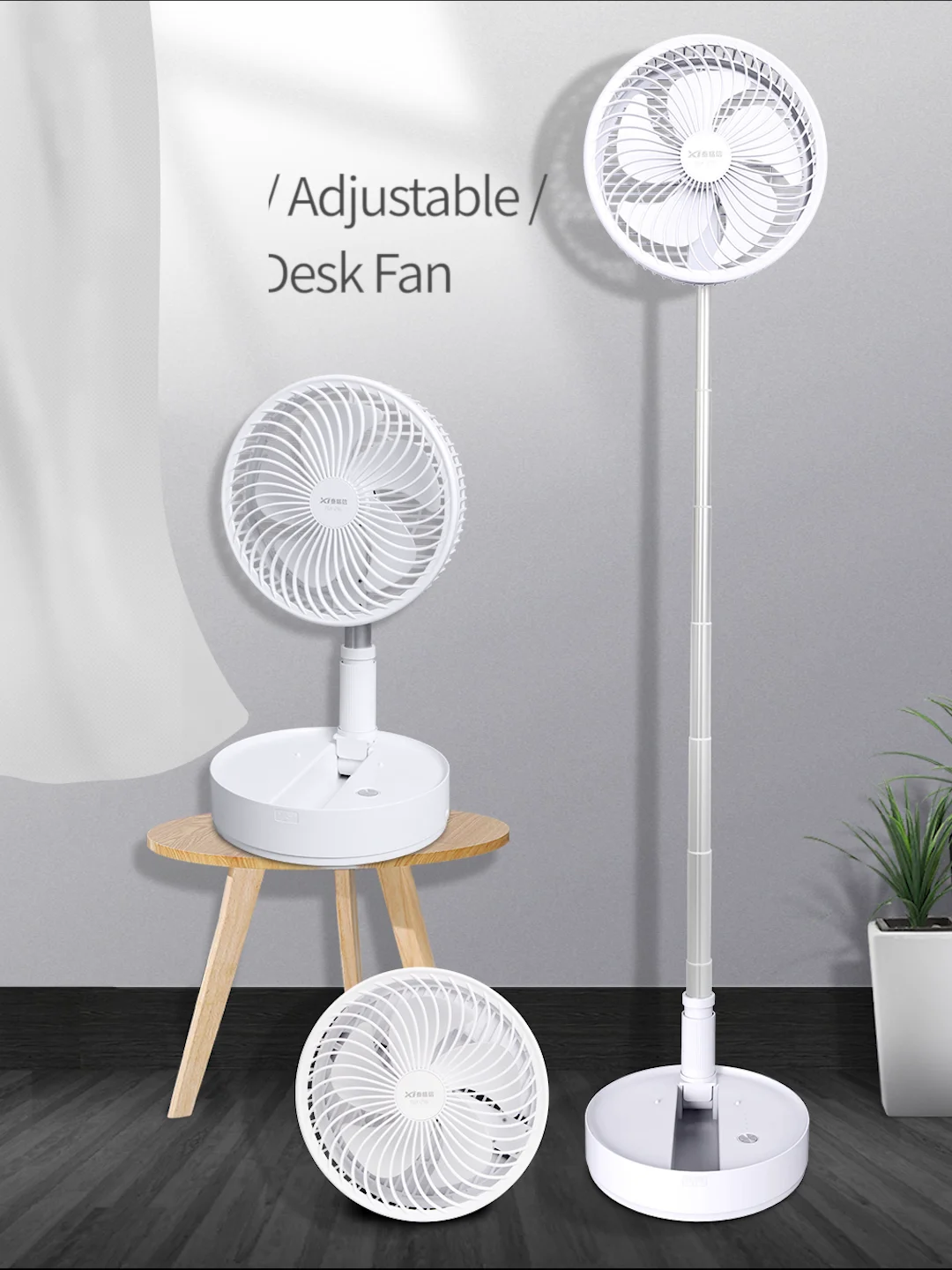 Foldable & Retractable Desk Fan Telescopic Desktop Fan With 4 Steps Of ...