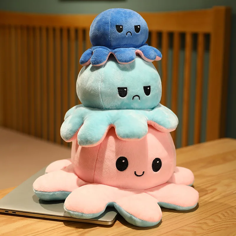 Custom Cute Octopus Stuffed Double Side Flip Reversible Plush Pillow ...