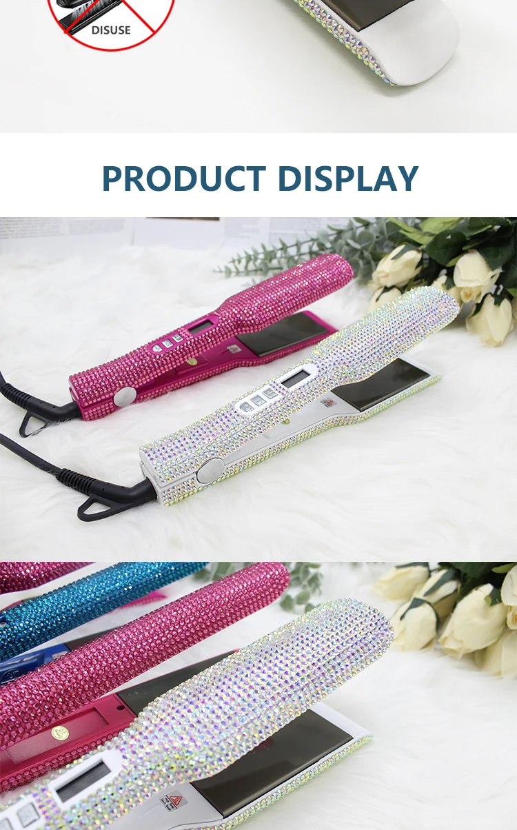 Wholesale Black Pink Bling Diamond Electric Hot Comb 500 Degrees ...