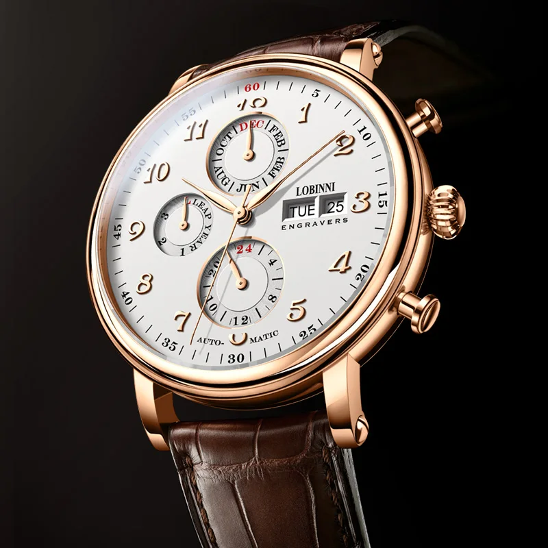 Customized LOBINNI Men's Ultra-Thin Mechanical Movement Watch - Luxury ...