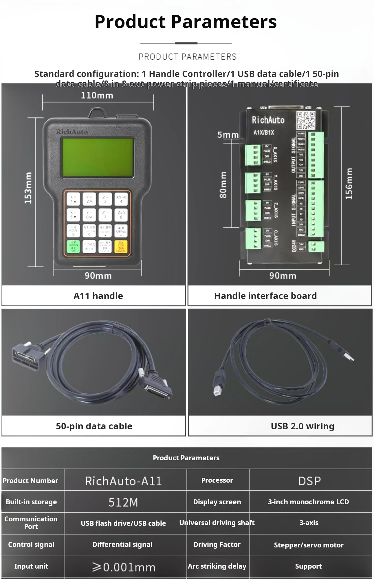 Original A11 Three-axis Cnc Milling Machine Controller Dsp Motion Control Handle System For ...