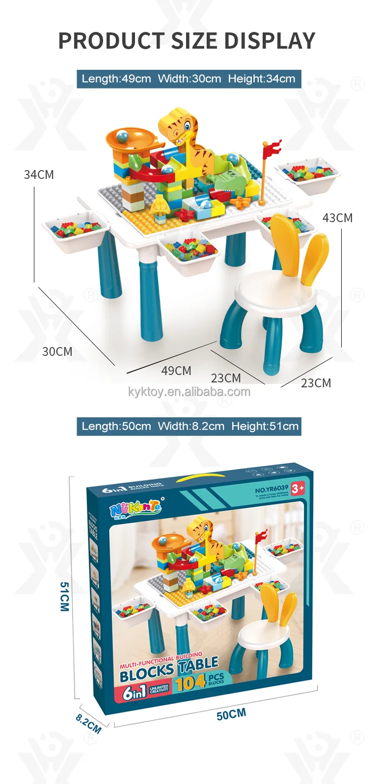 Kyk New Educational 104pcs Diy Assemble Dinosaur Sliding Bricks Track ...