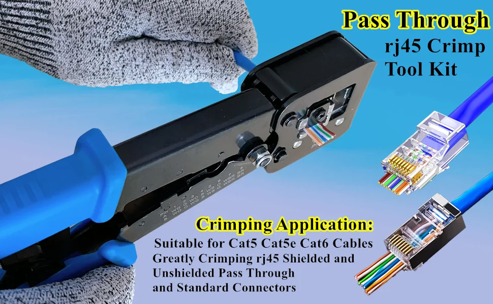 Network Cable Cabl Tool Eazy Rj 45 Pass Thru Crimper 6p 8p Rj11 Ez Pass ...