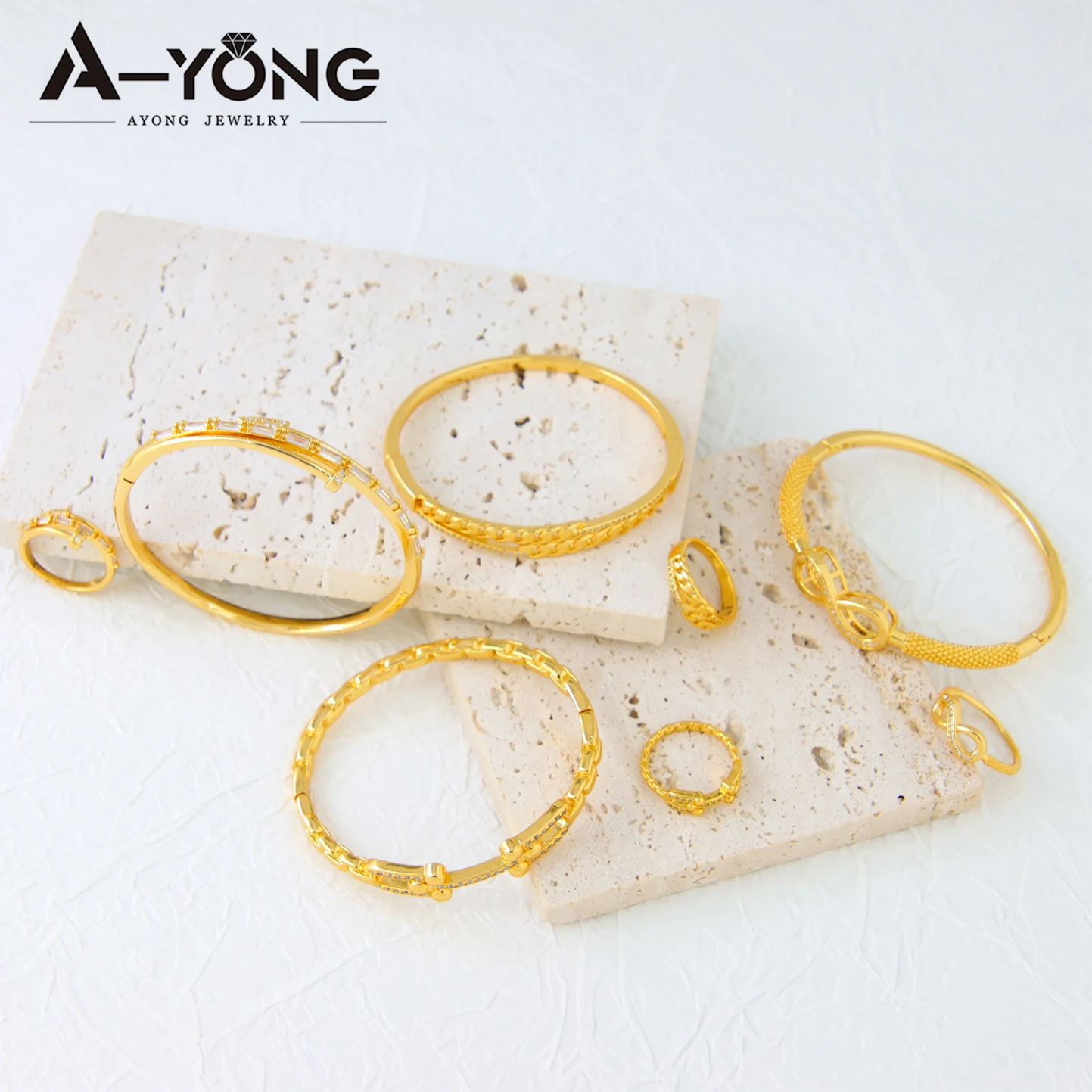 Shop Our Ayong Jewelry Set - 14K Gold Zirconia Bangle