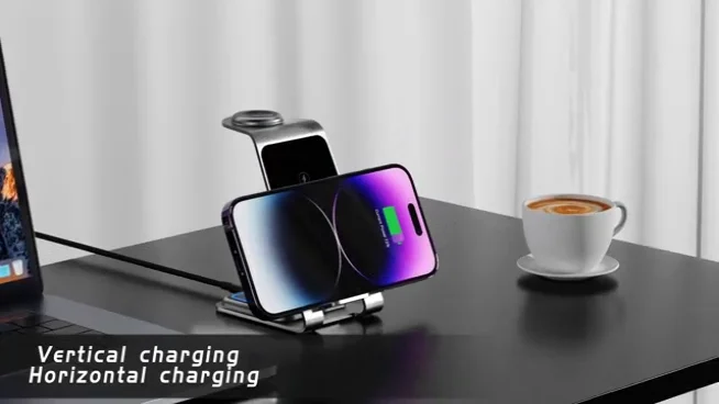 Oem Desk Portable Phone Wireless Charger 3in1 Qi 15w Fast Mobile Phone ...