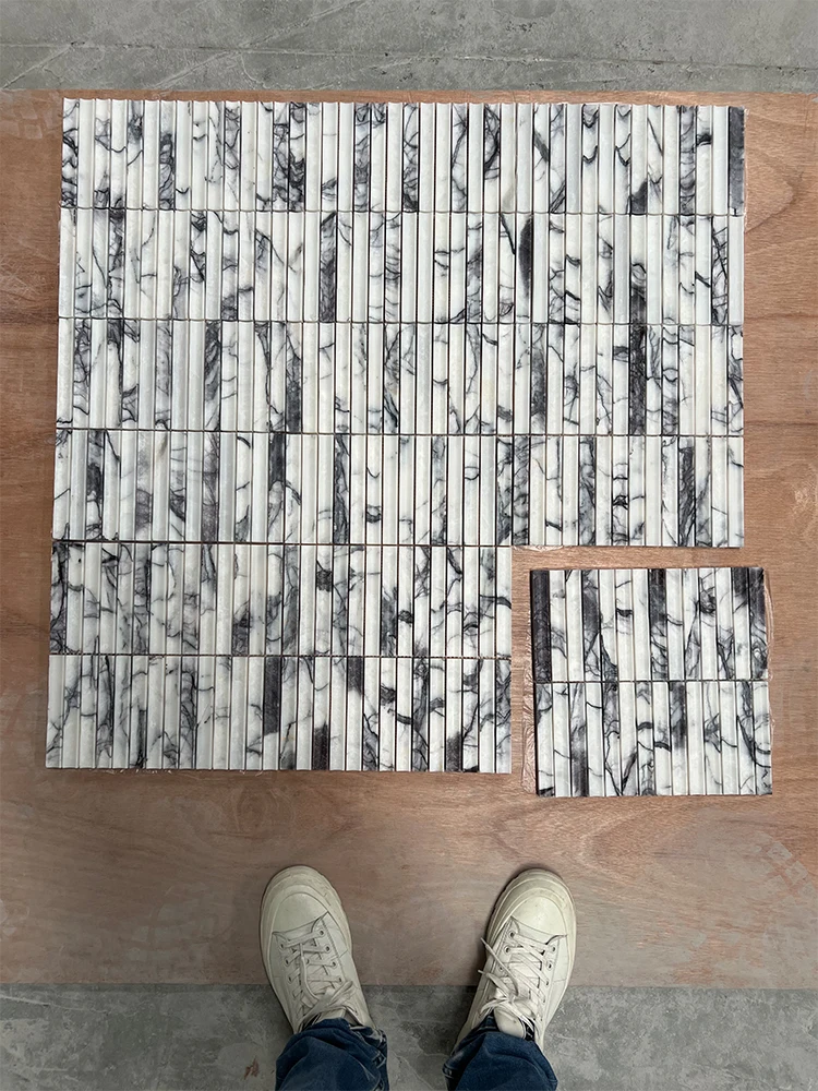 Curve Fluted Marble Tiles Pencil Trim Door Panels Bianco Carrarra ...