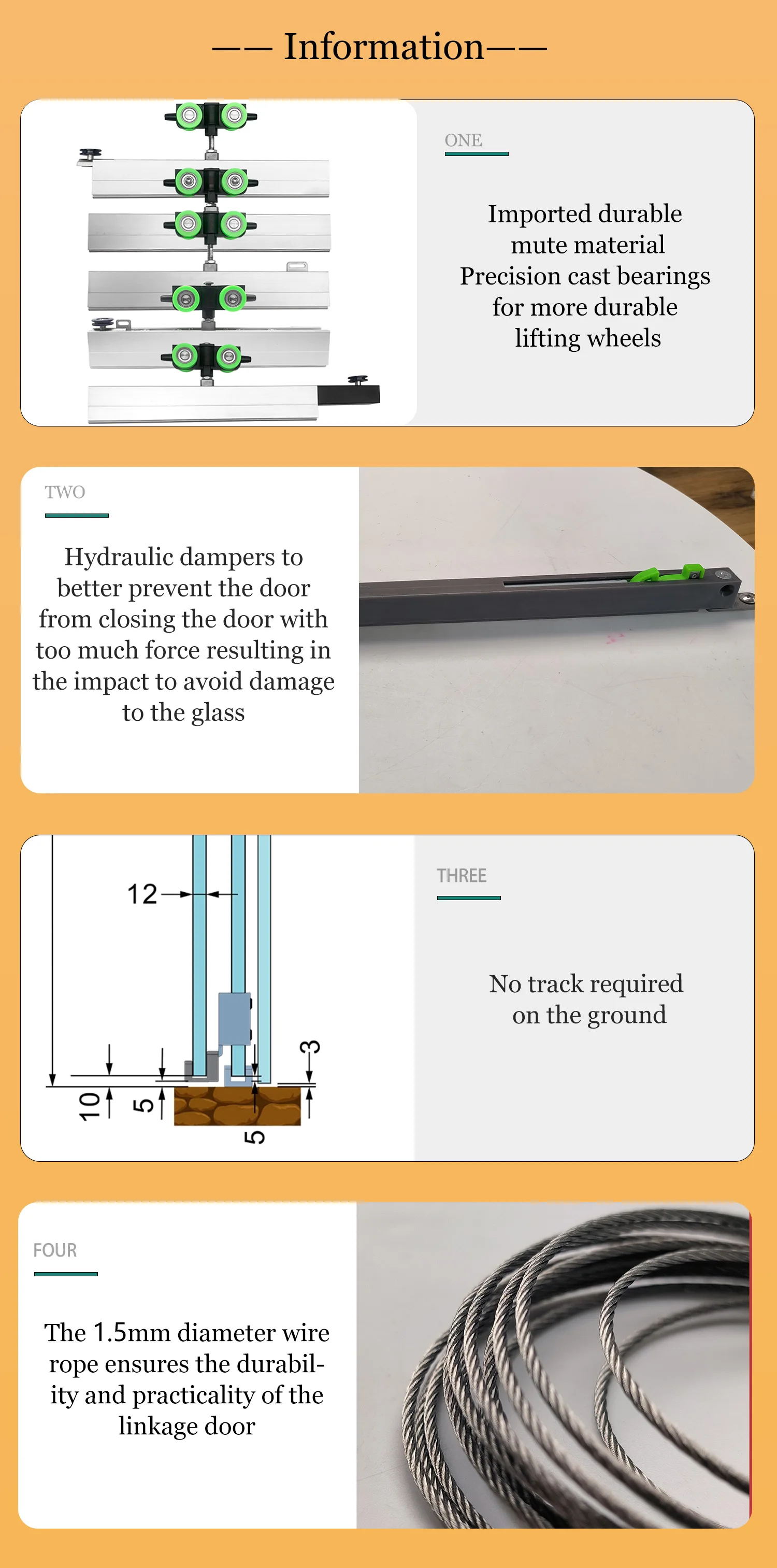 High Level Aluminum 4 Panel Telescoping Door Hydraulic Glass Sliding ...