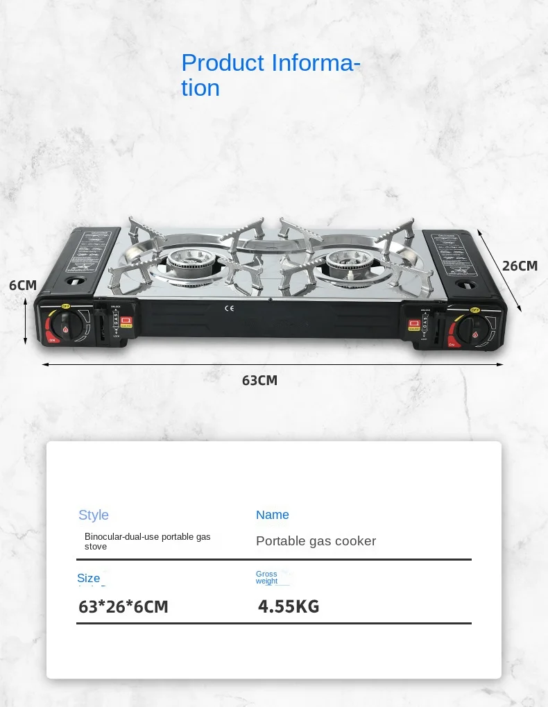 Kitchencooking Stainless Steel Double Burner Tabletop Gas Portable ...