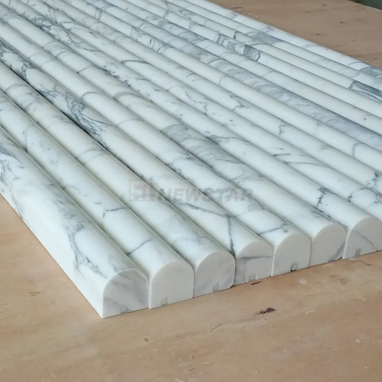 Italian Arabescato Carrara White Fluted Marble Wall Stone