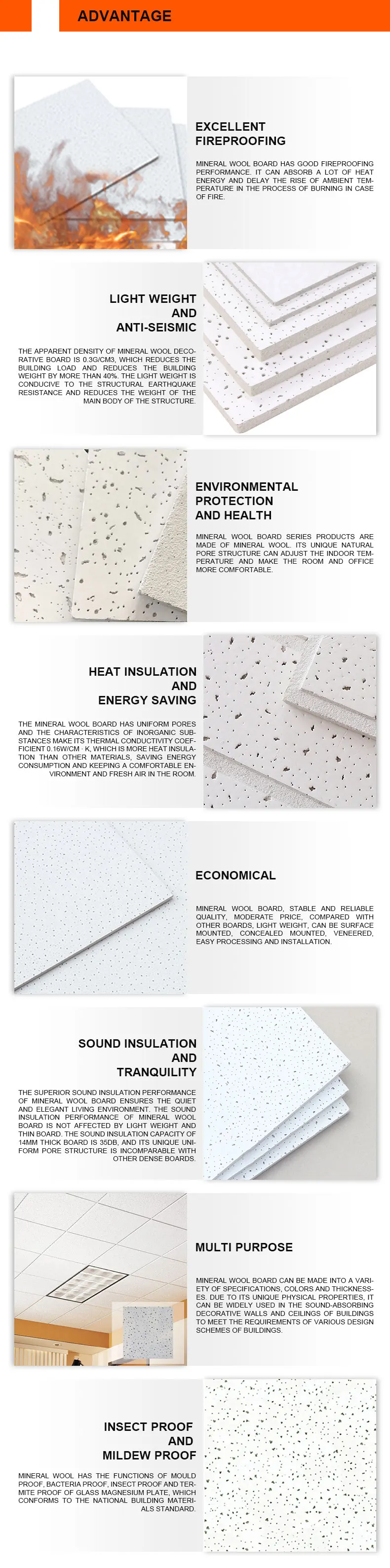 Acoustic Panels Factory Fire Proof Ceiling Tile 60x60 Gypsum Mineral ...