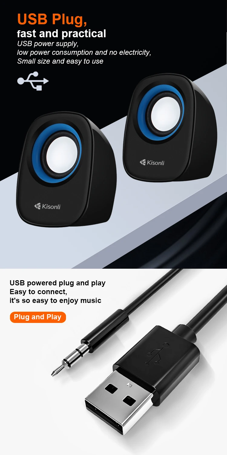 Kisonli V360 Mini Baffle Box 2.0 USB Portable Speakers
