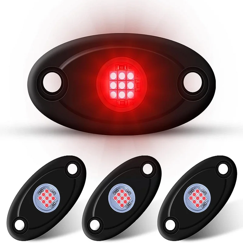 Red Led Rock Lights IP67 Waterproof Underglow Wheel Well Fender Lights ...