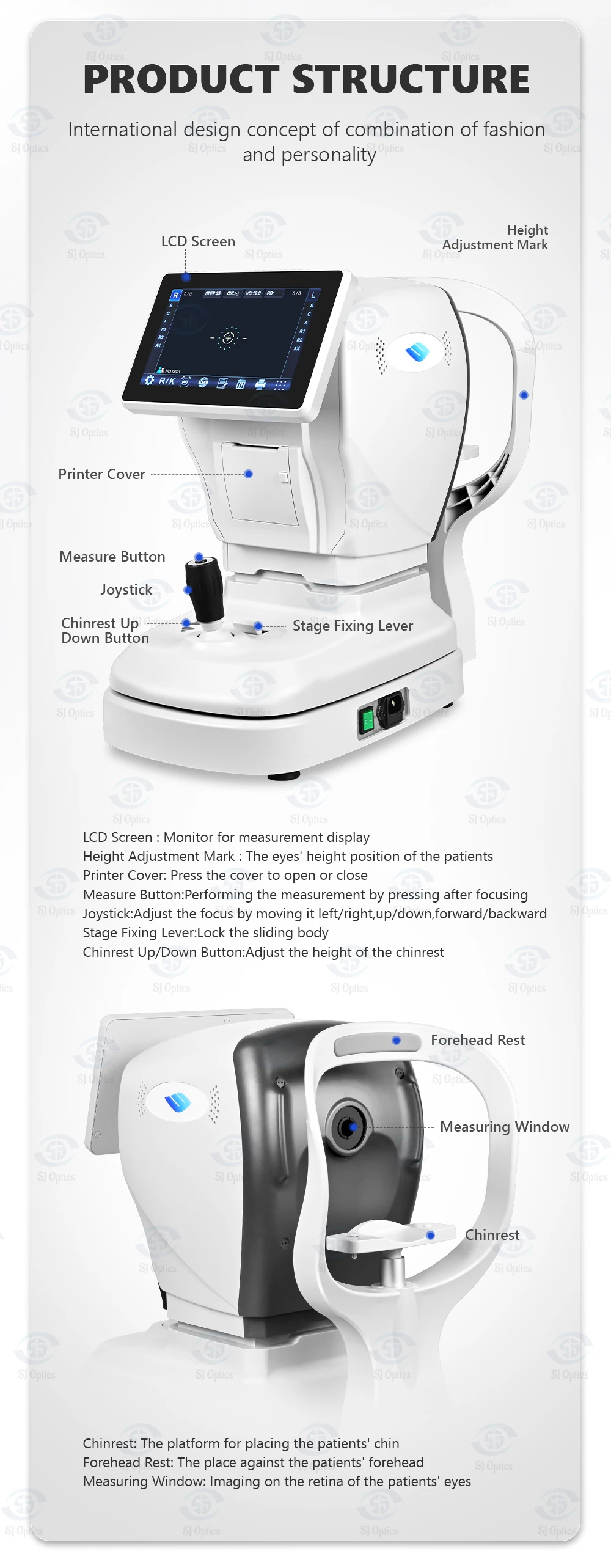SJ OPTICS Autorefractor Keratometer and Adjustable Screen RK-180 ...