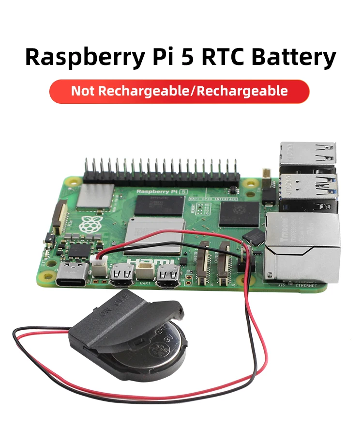 Raspberry Pi 5 Real Time Clock Battery Rtc Battery Powered Jst Connector For Raspberry Pi 5 8gb