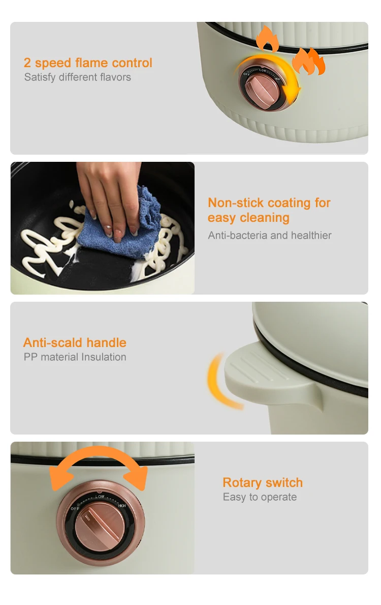 All-in-one Electric Hot Pot Cooker 2 Process Knob Control With Steamer ...