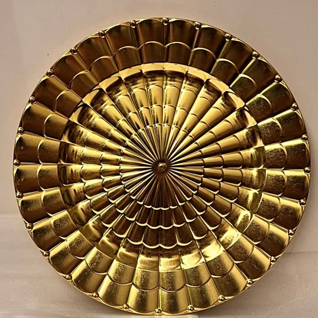 2023 Top Quality Electroplating 13 Inch Gold Round Plastic Table ...