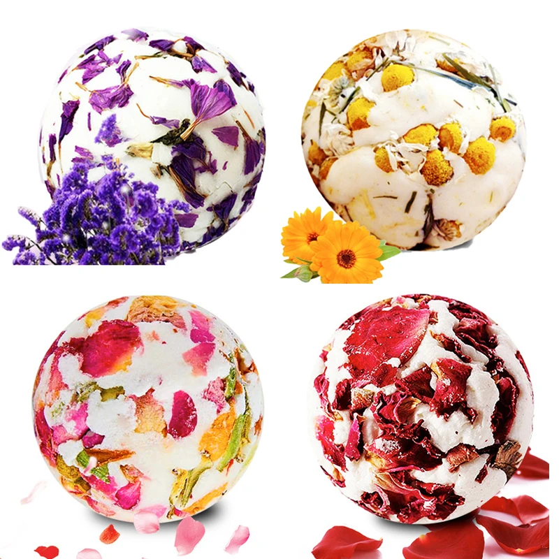 Luxury Bath Bomb Gift Set - Organic Rose Lavender Dried Flowers