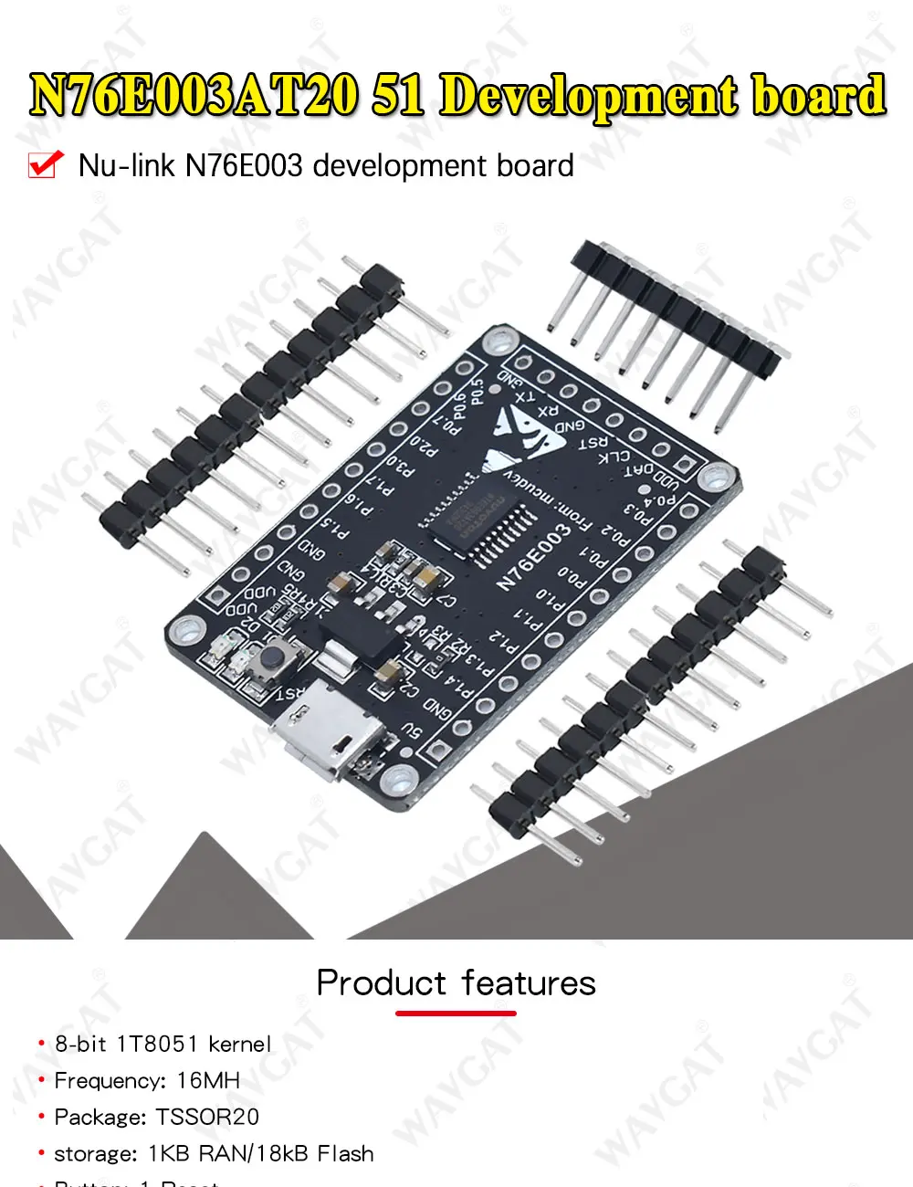 51 C51 Expansion N76E003AT20 Microcontroller Development Board