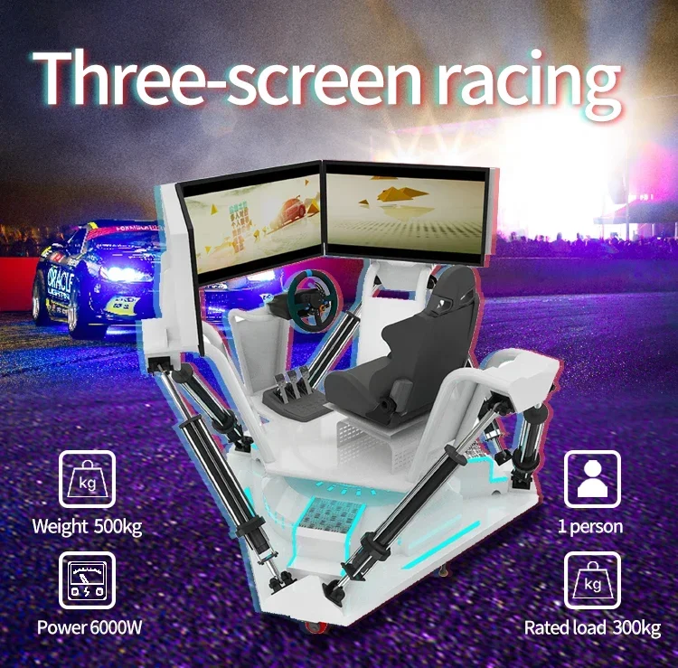 Indoor Amusement - 3 Screen 6 Dof Motion 4D Car Gaming Chair