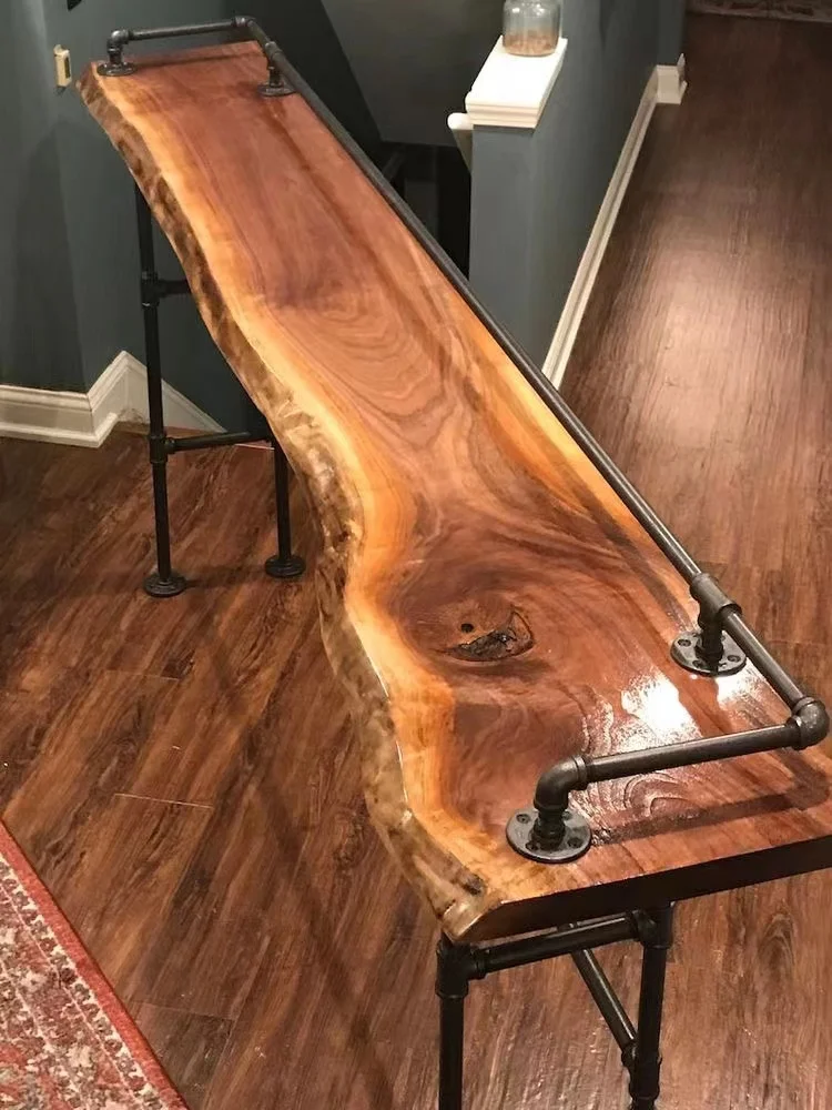 Natural Wood Epoxy Resin Dining Table Top - Irregular Solid Walnut Slab ...