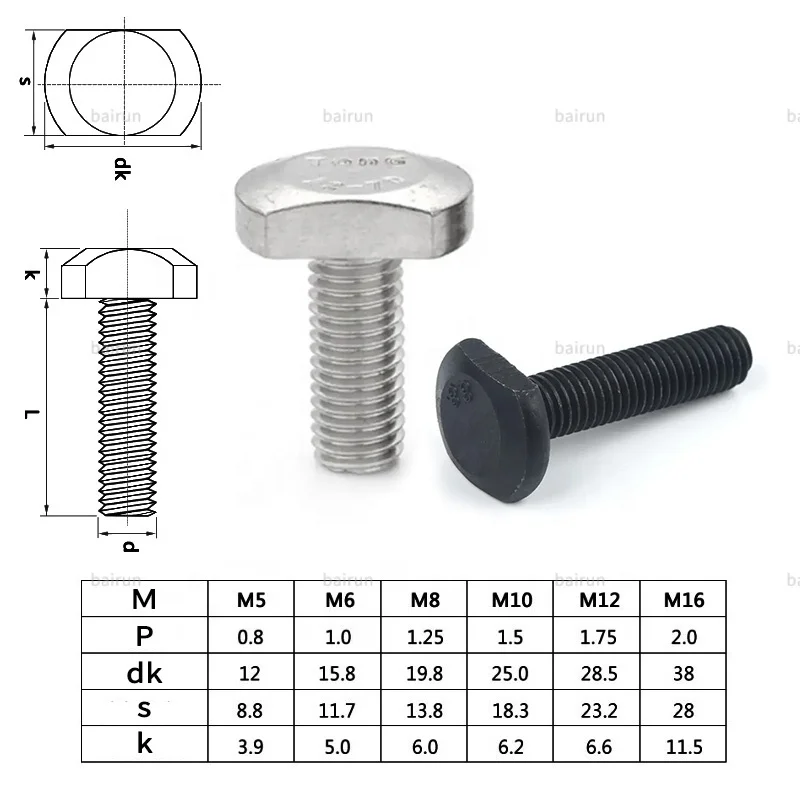 High Tensile M5 M6,M8 M10 M12 Carbon Steel T Square Head Screws 304 ...