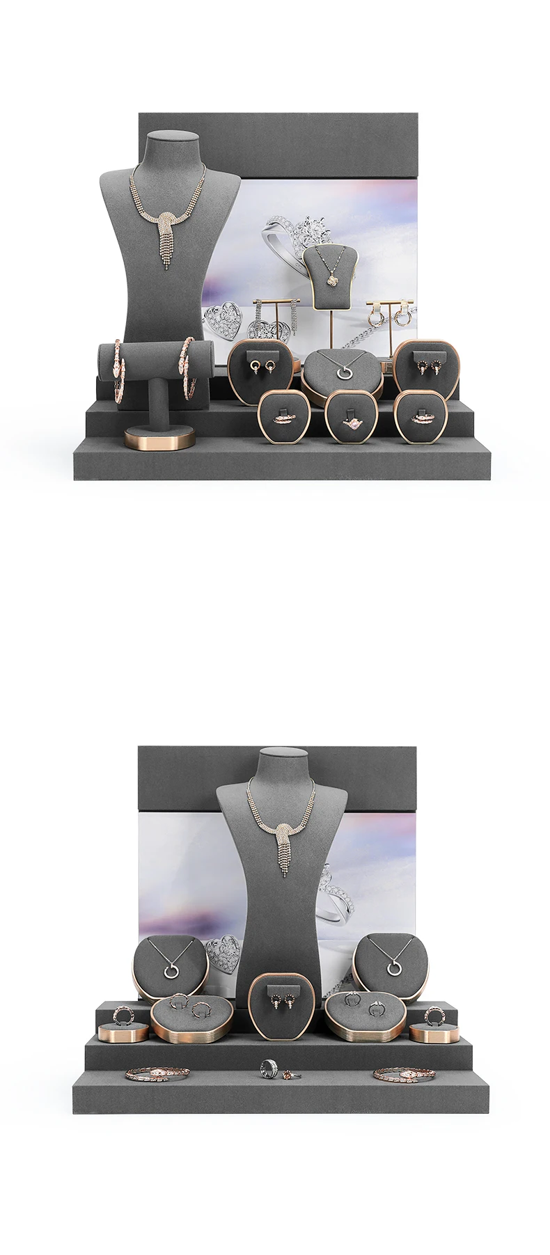 Luxury Metal Grey Microfiber Ring Necklace Earring Pendant Bracelet ...