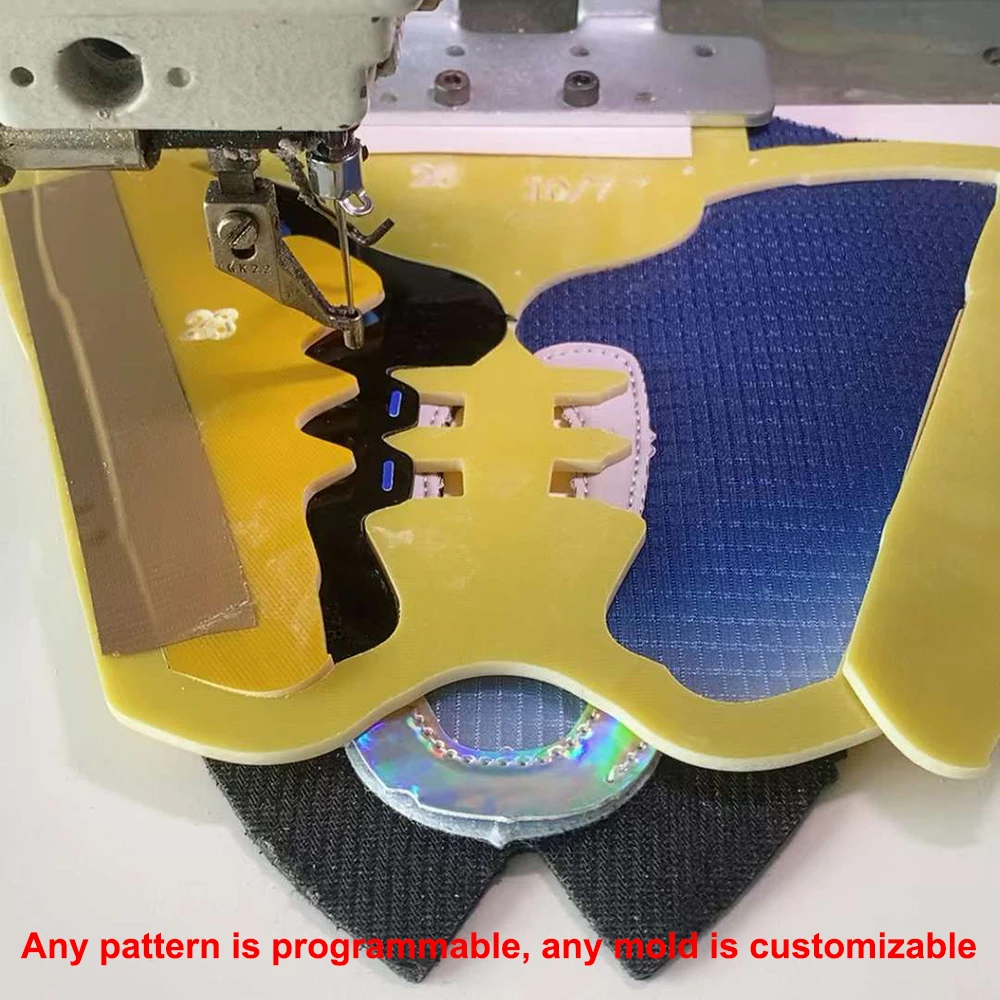 Programmable Sewing Machine Sews Small Square Tags Onto Nylon Webbing ...