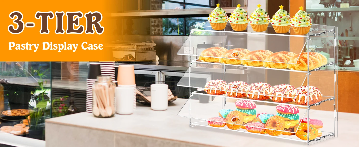 Hookei Transparent Acrylic Pastry Display Case - Modern & Customizable