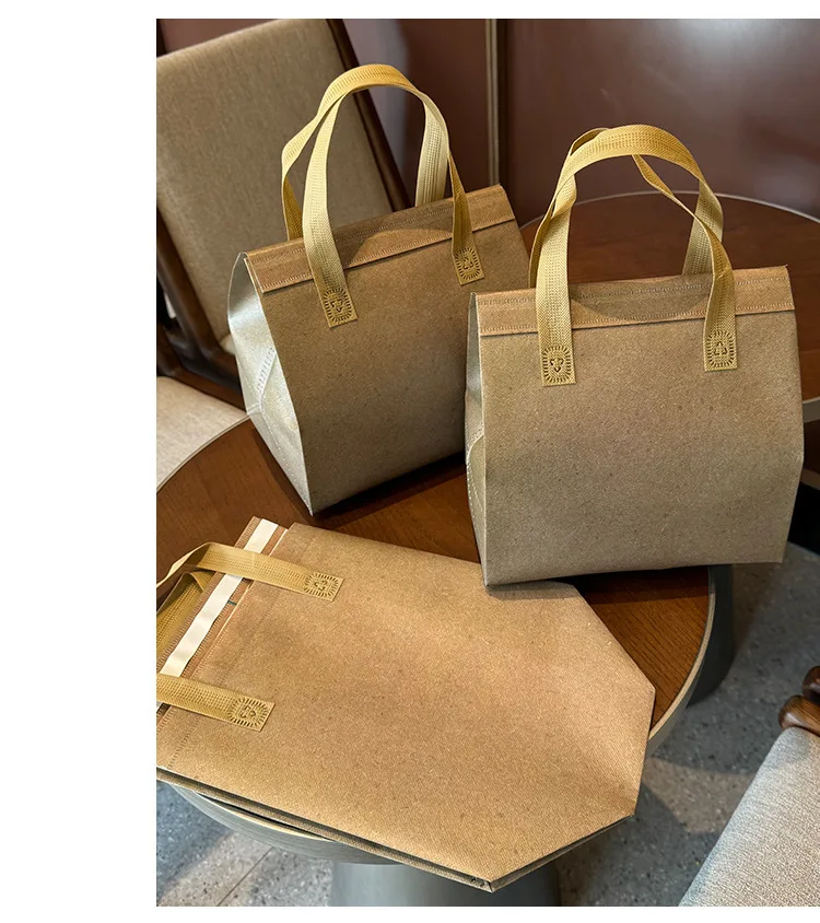 Custom Printed Logo Kraft Paper Insulated Cooler Bag for Food Delivery ...