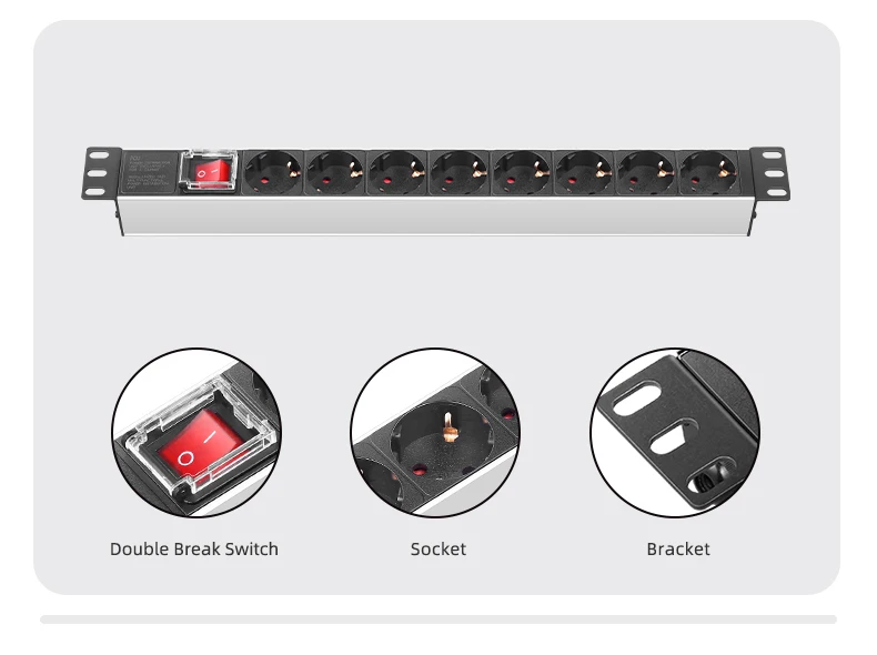 Power Distribution Unit (PDU) - 1U 16A 250V 8 Ways Schuko Outlets