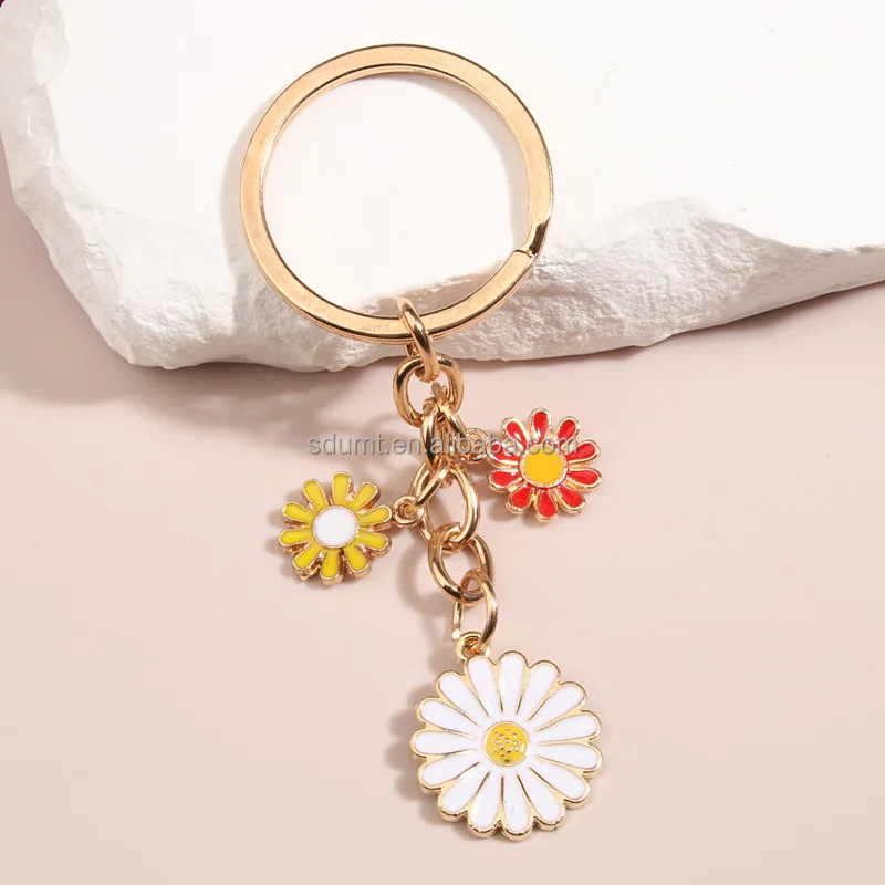 Hot Sale Supply Women's Flower Bag Charms Enamel Keychain Purse ...