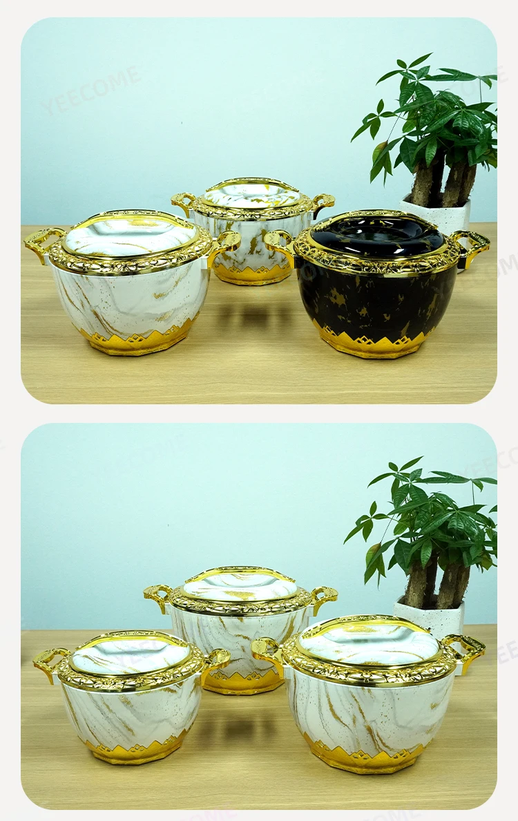 Factory Directly Sell Food Warmer Round 3l-5l-7l Luxury Food Warmer Set Marble Hot Pot Food ...