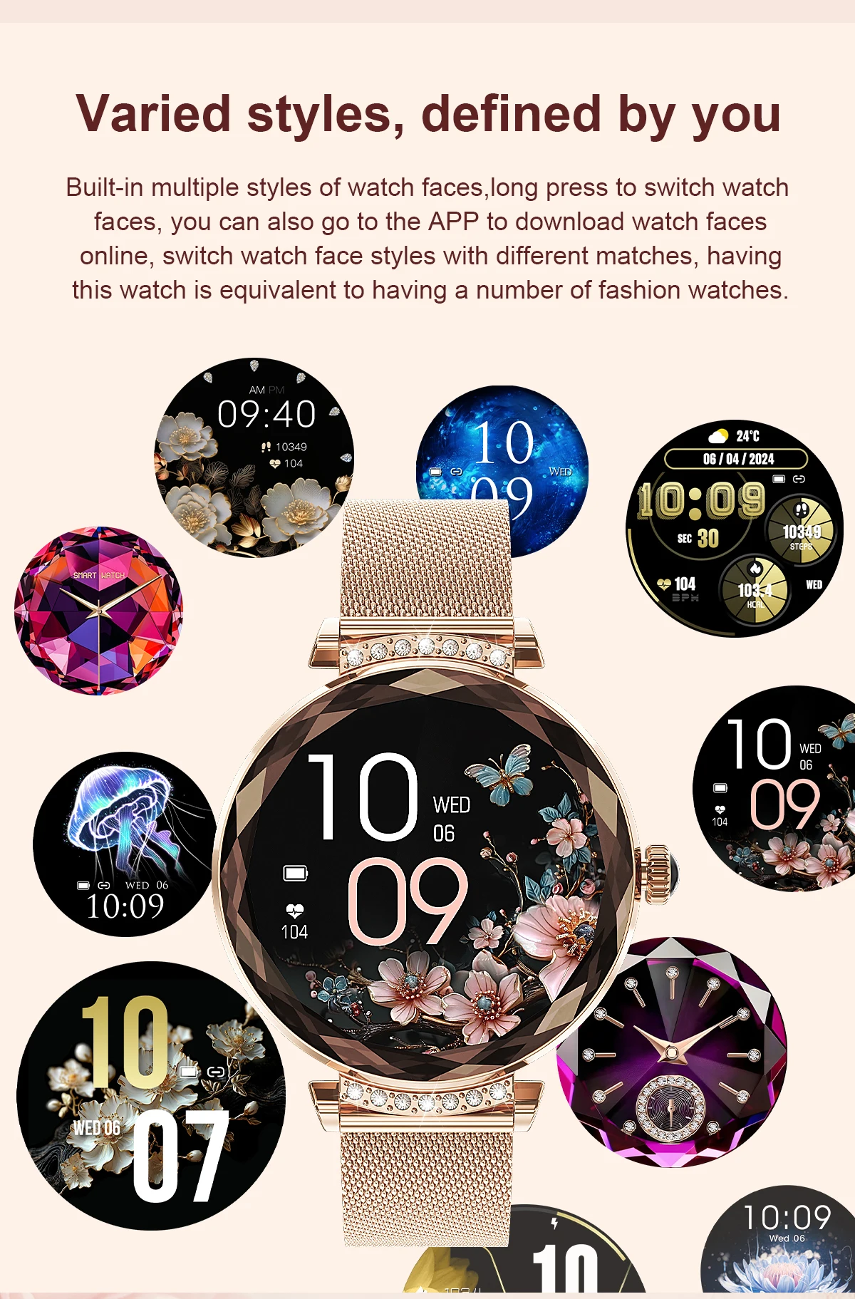 NX7 PRO Women's Smartwatch - BT Call, Heart Rate Monitor, 1.19" AMOLED ...